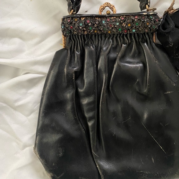 Bags | Vintage 194s Guild Original Black Purse Gold Top Frame Encrusted ...